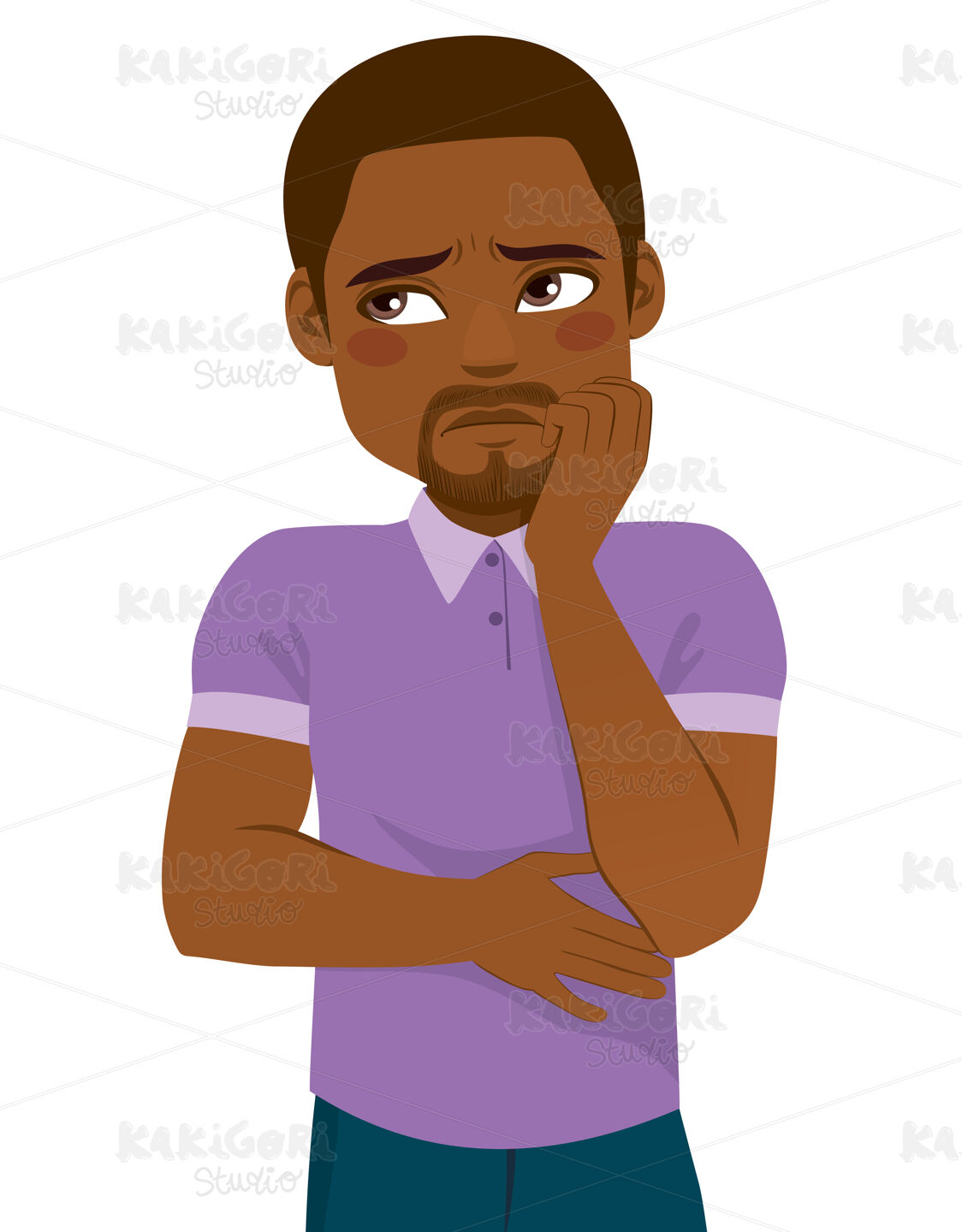Black Man Concerned Face Expression Clipart Vector Illustration 05102 ...