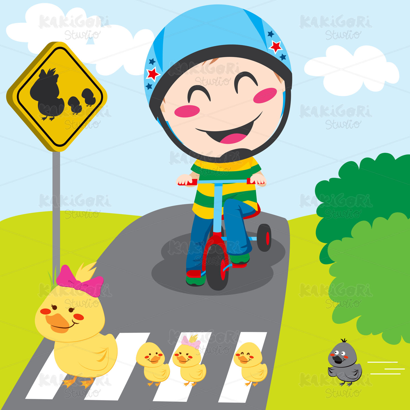 Ducks Crossing Clipart Vector Illustration 00442 – Kakigori Studio