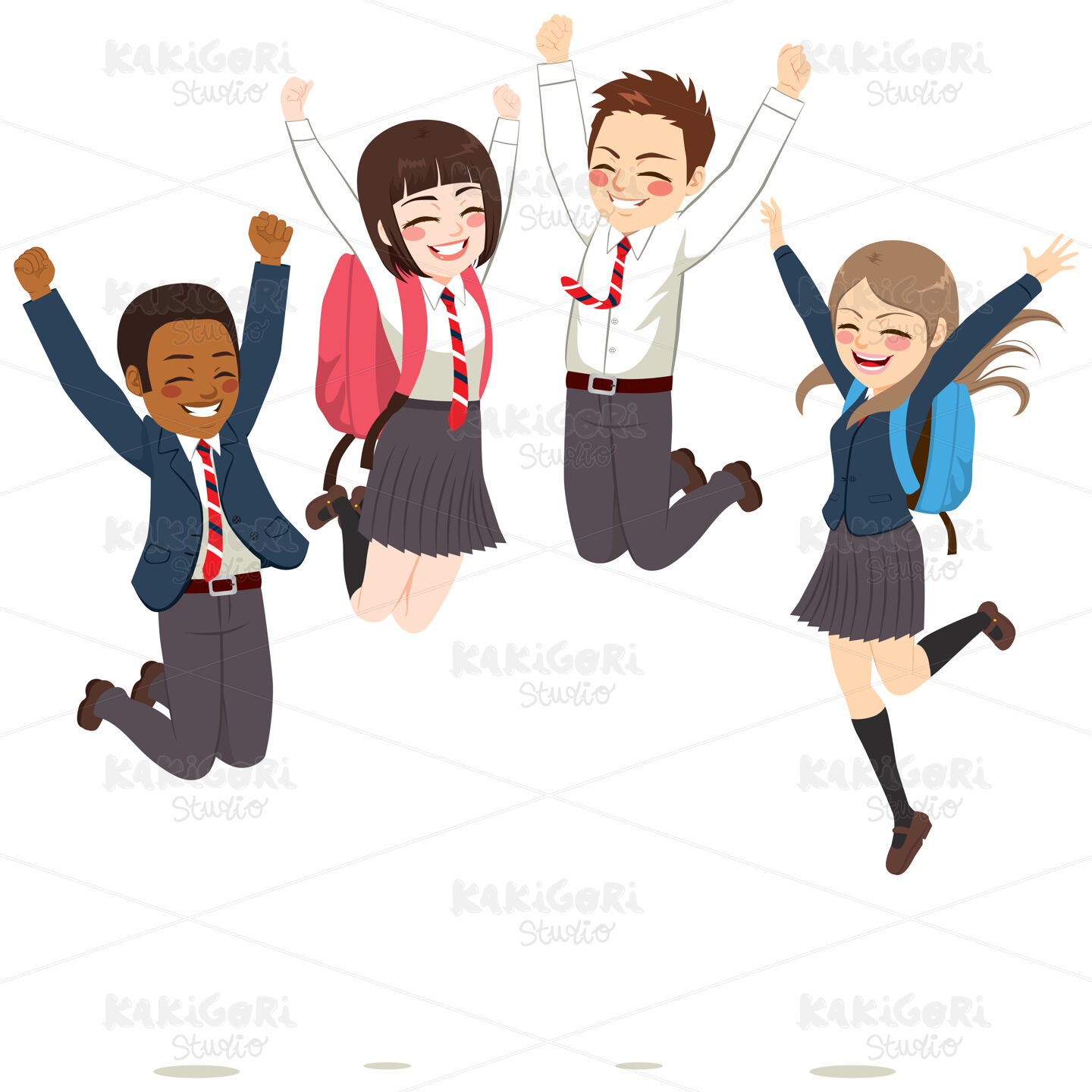 Teenager Students Jumping Clipart Vector Illustration 04140 – Kakigori ...