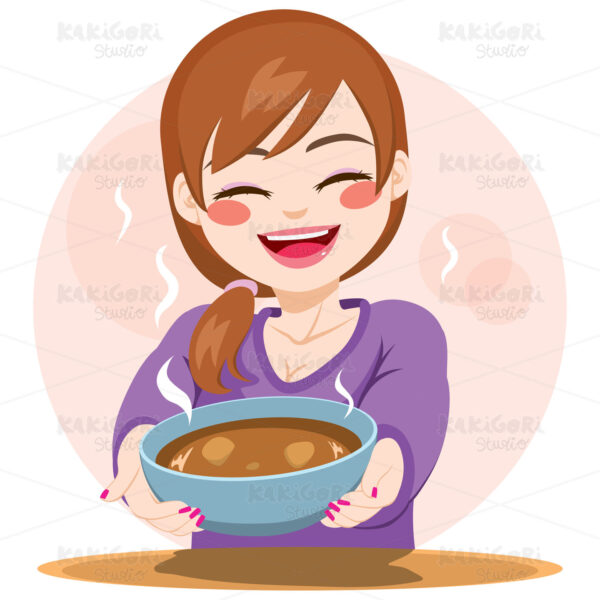 Woman Serving Food Clipart Vector Illustration 04336 – Kakigori Studio