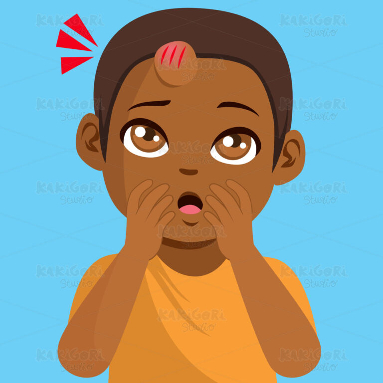 Big Forehead Bump Toddler Boy Clipart Vector Illustration 05453 ...