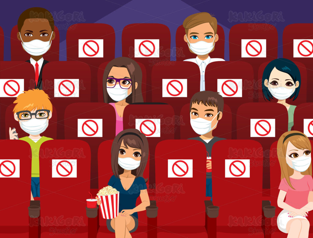 Cinema Social Distancing Clipart Vector Illustration 05451 – Kakigori ...
